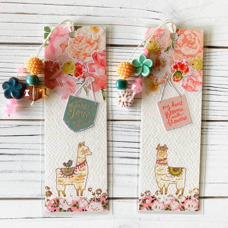 Llama and Flowers Bookmarks Set of Two - Etsy