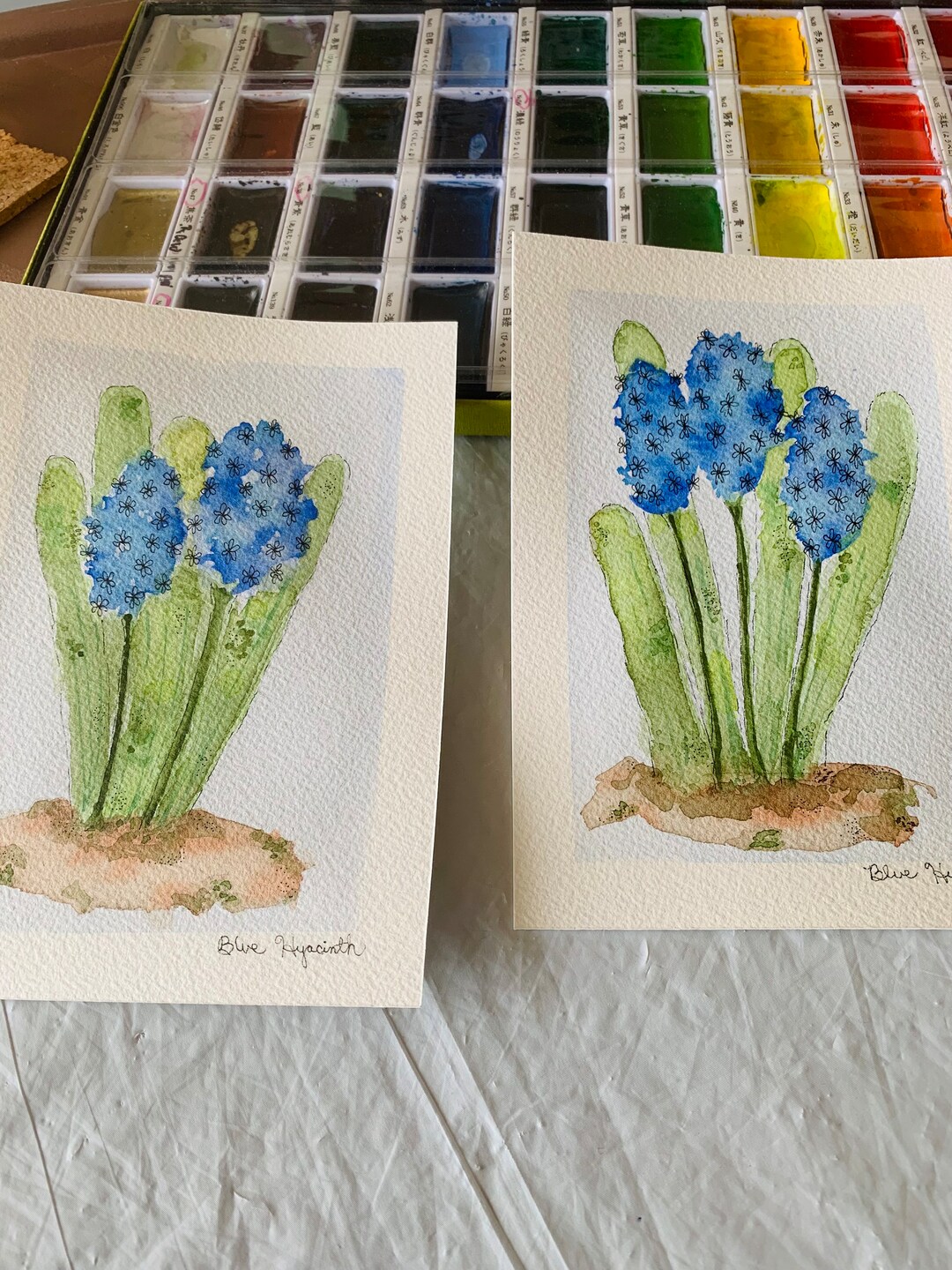 Watercolor Blue Hyacinth Flower Paintings Art - Etsy