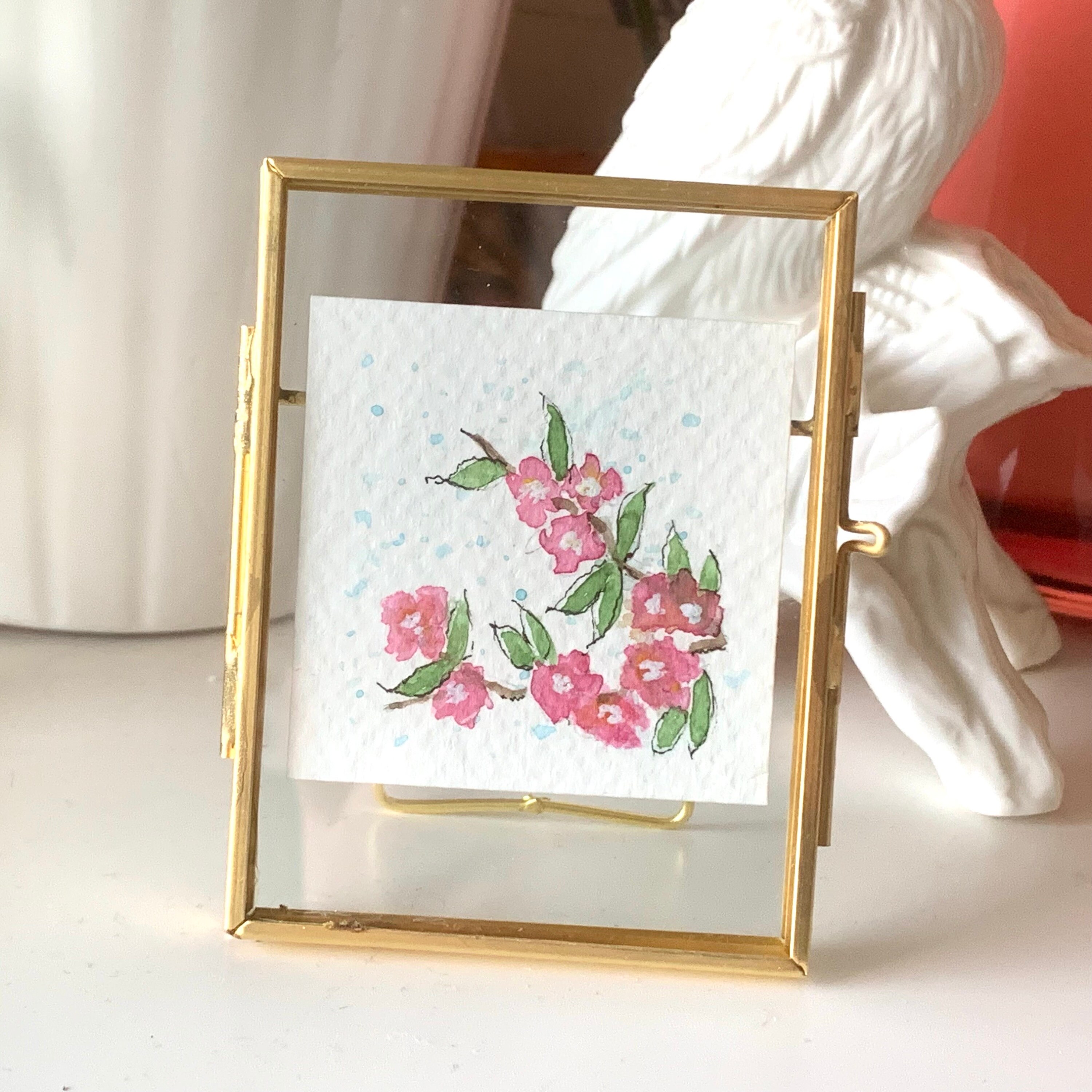 Mini Framed Watercolor Flowers Art Paintings - Etsy