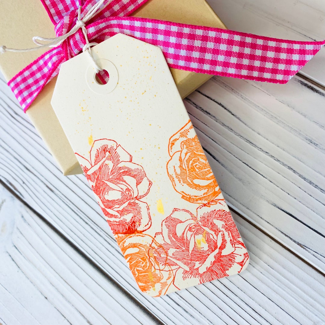 Red Roses and Gold Gift Tags Vintage Style Set of 10 - Etsy