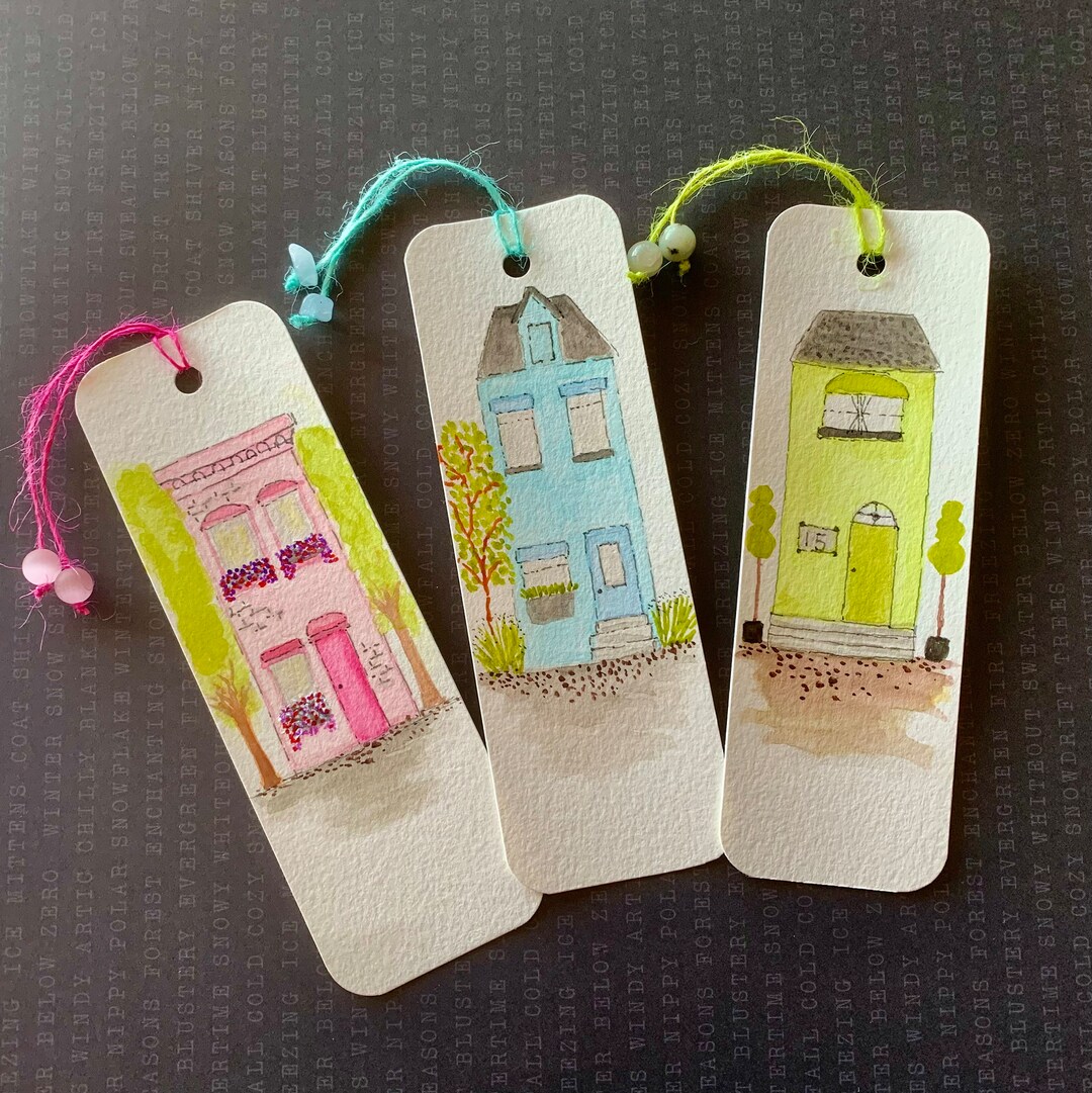 Watercolor Row Houses Bookmark Set of 3 - Etsy