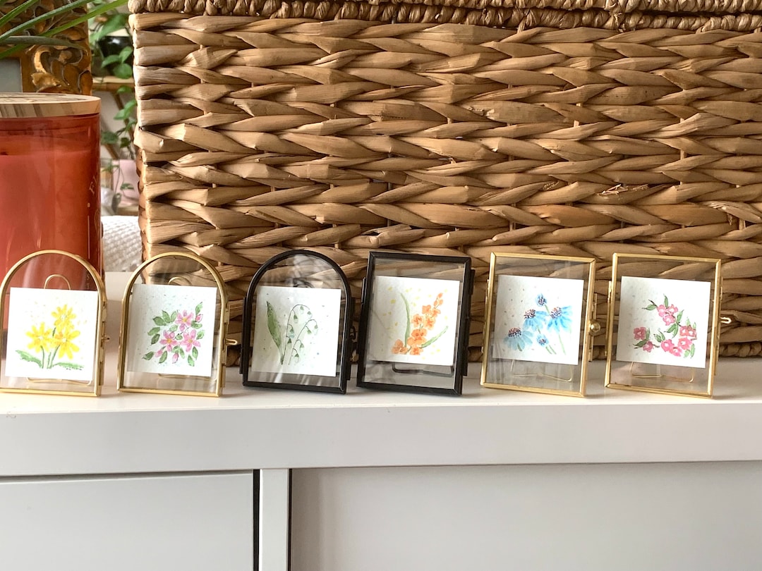 Mini Framed Watercolor Flowers Art Paintings - Etsy