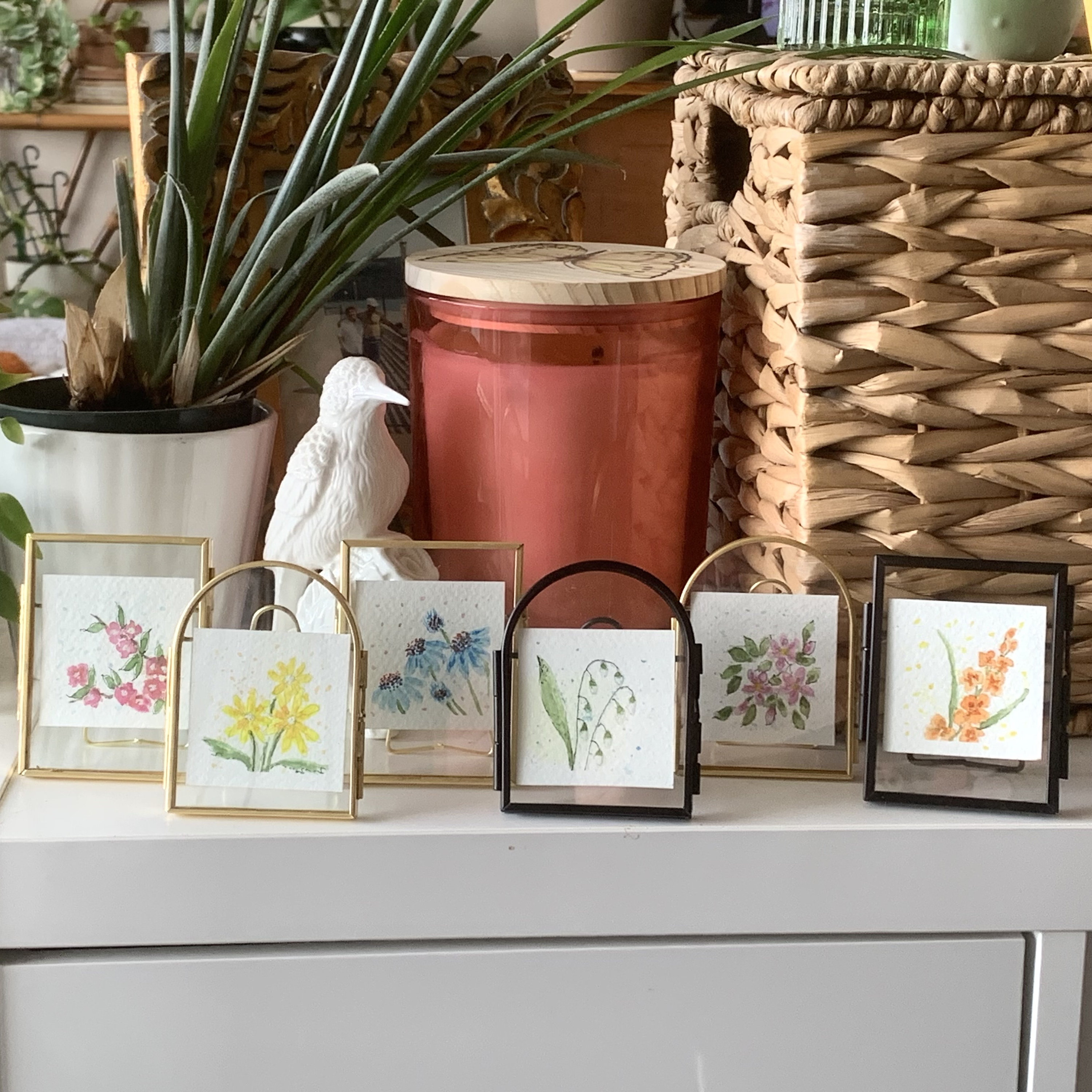 Mini Framed Watercolor Flowers Art Paintings - Etsy