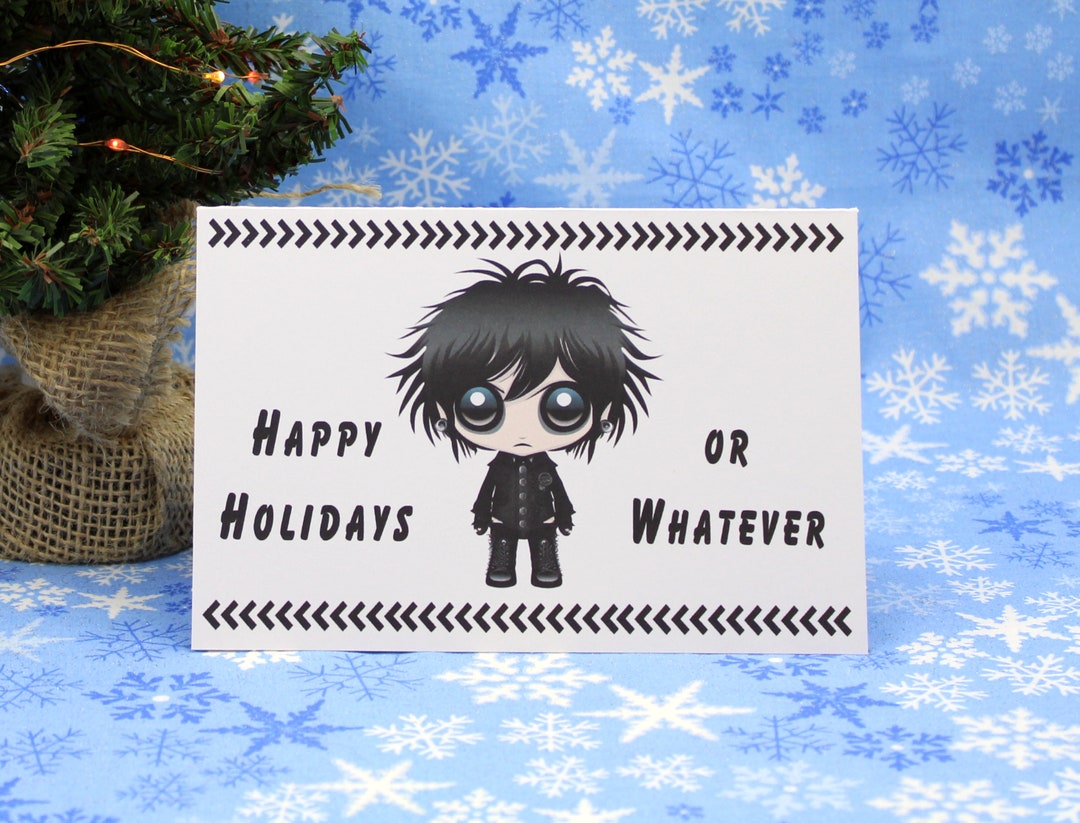 Happy Holidays Whatever Gothic Boy Emo Greeting Card Matte or Glossy ...