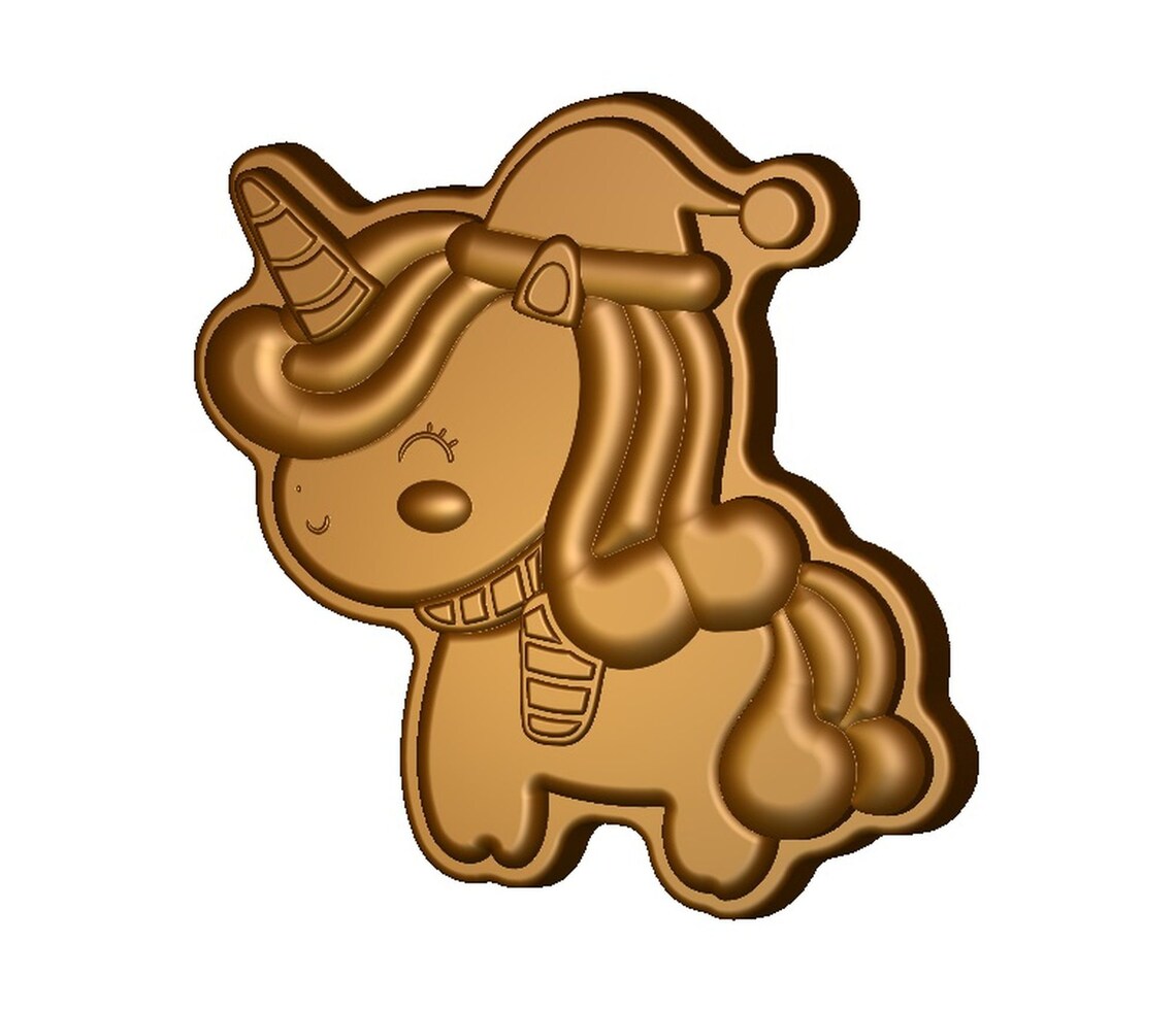 Unicorn In Santa Hat Stl File For 3d Printers And Cnc Router Etsy