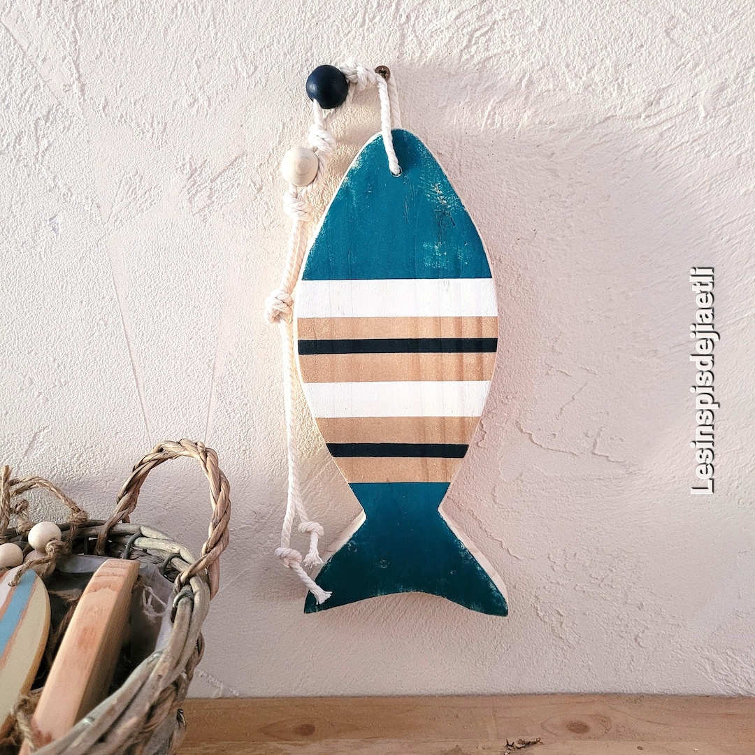 Hanging Wood Fish. Beach, Seaside Decor. Eco-friendly Artisanal ...