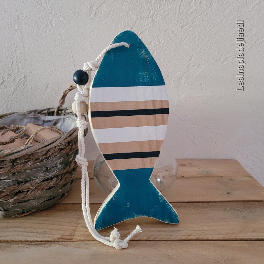 Hanging Wood Fish. Beach, Seaside Decor. Eco-friendly Artisanal ...