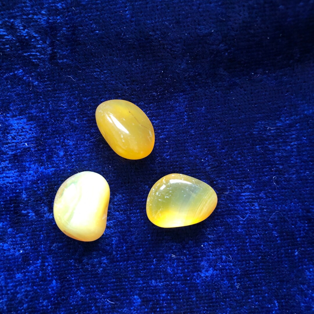 3 Pieces of Small Yellow Carnelian Tumbled Stones LOT, Sacral Chakra ...