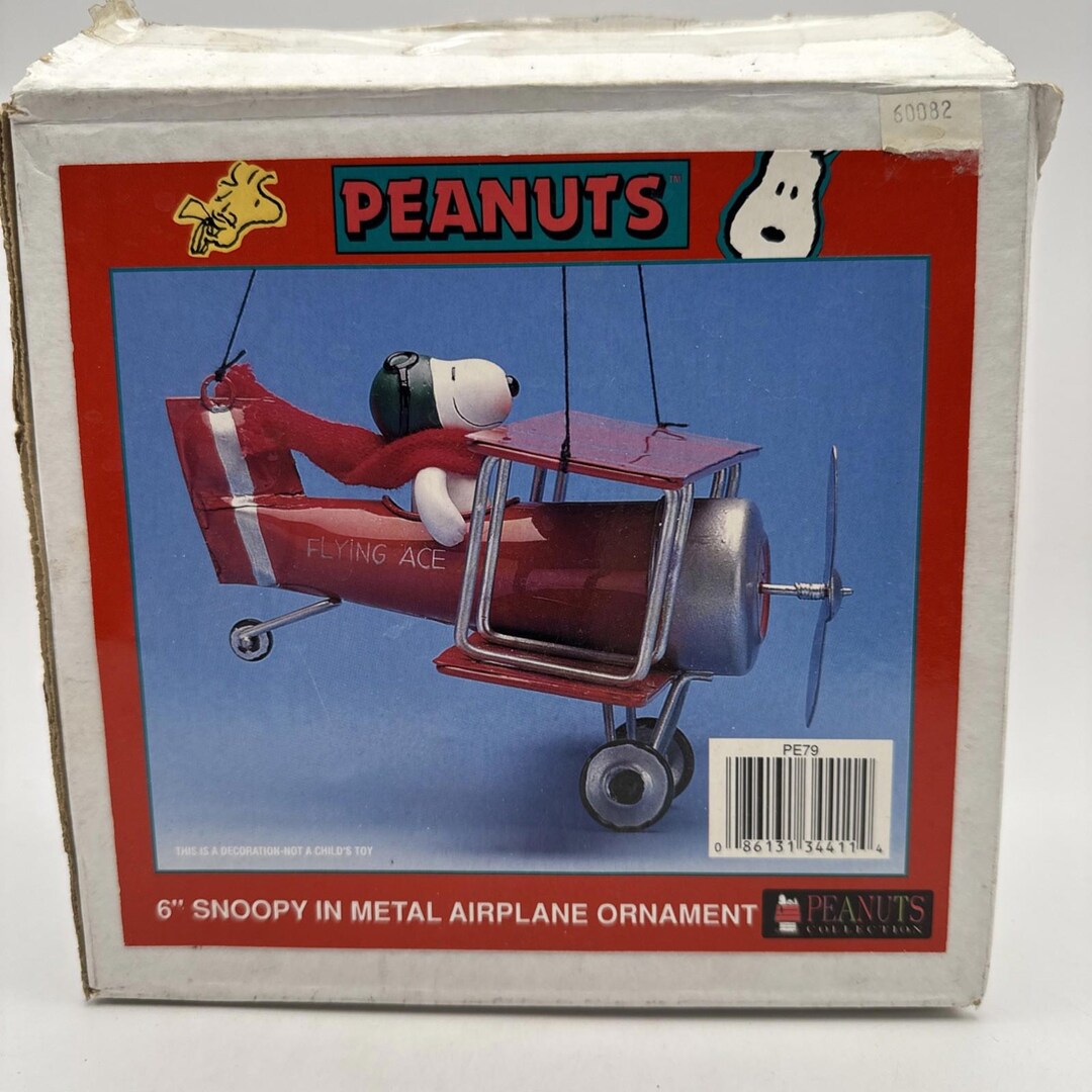 Peanuts 6” Snoopy Metal Airplane Ornament Hanging - Etsy