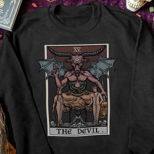 The Devil Tarot Card Baphomet Hoodie Gothic Halloween Hoodies - Etsy