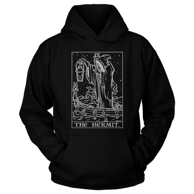 The Hermit Tarot Card Hoodie Grim Reaper Sweatshirt Spooky Halloween ...
