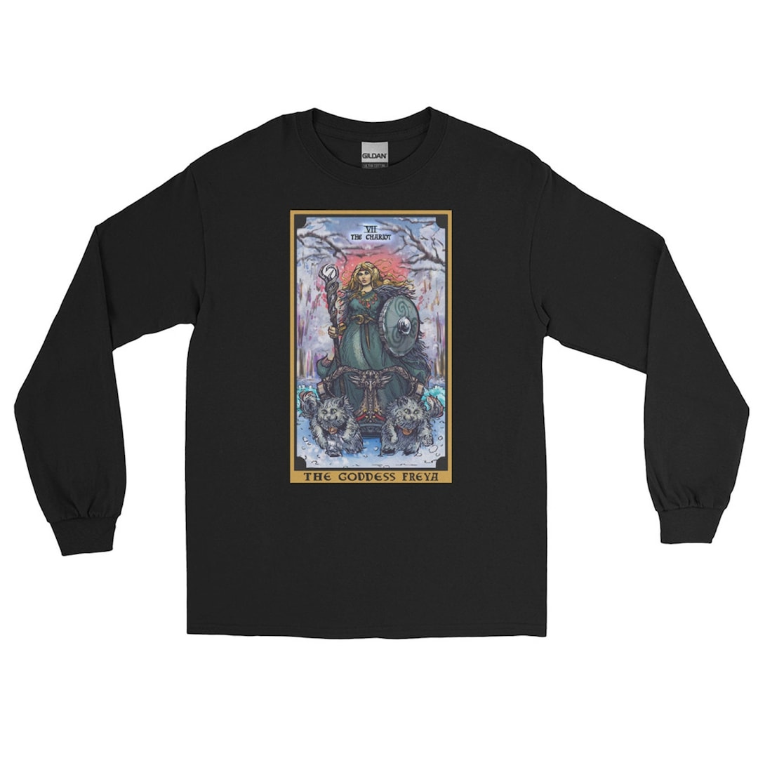 The Goddess Freya the Chariot Tarot Card Long Sleeve Shirt Norse Pagan ...