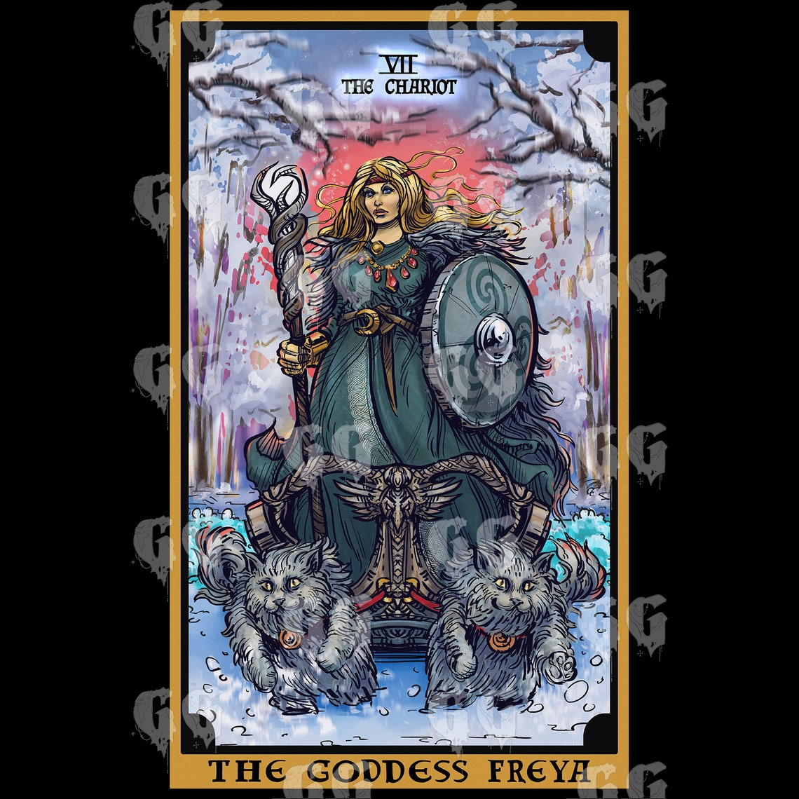The Goddess Freya the Chariot Tarot Card Poster Pagan Home - Etsy