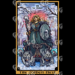 The Goddess Freya the Chariot Tarot Card Poster Pagan Home Decor Witch ...