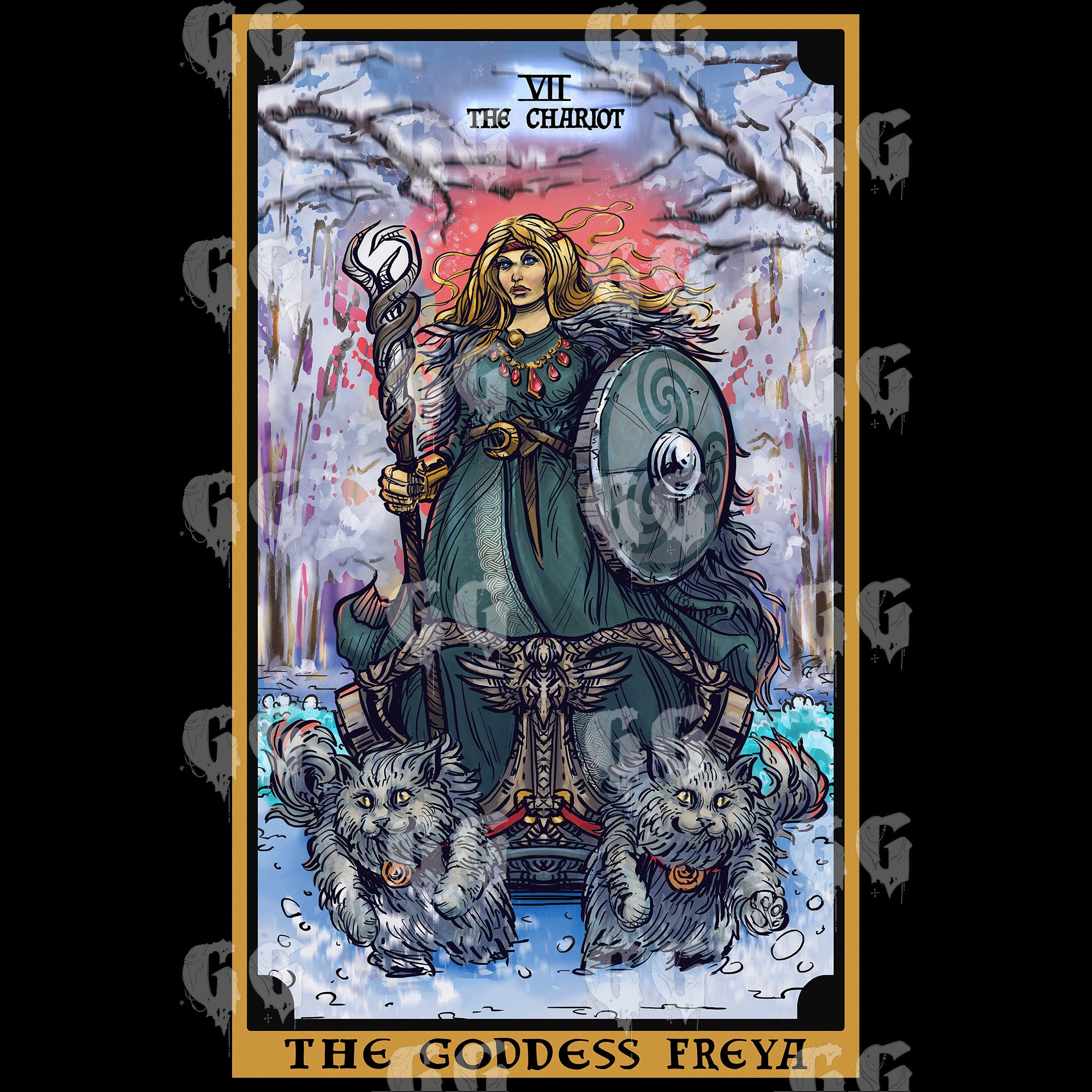 The Goddess Freya the Chariot Tarot Card Poster Pagan Home - Etsy