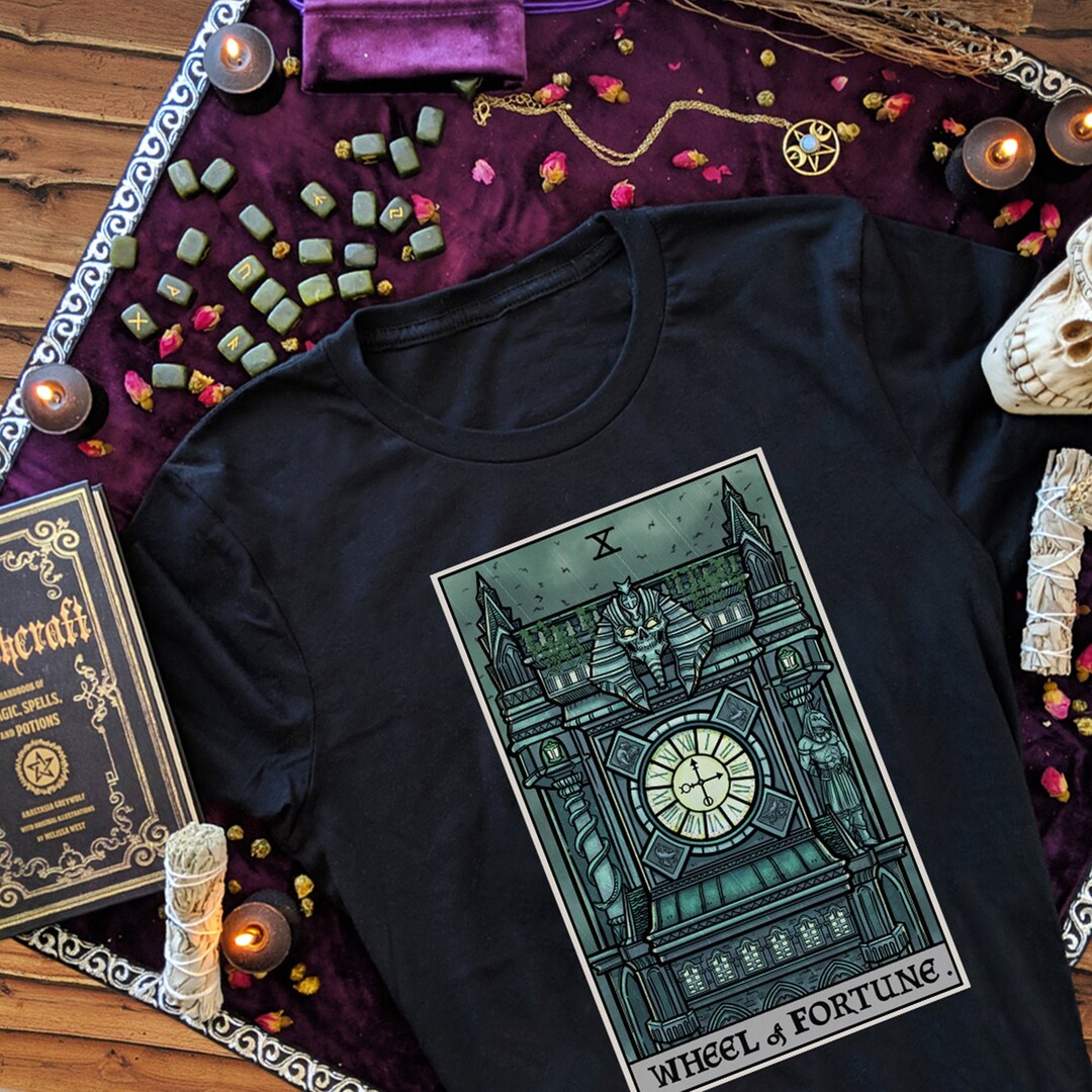 Wheel of Fortune Tarot Card Shirt Halloween Shirt Witch Clothing Plus ...