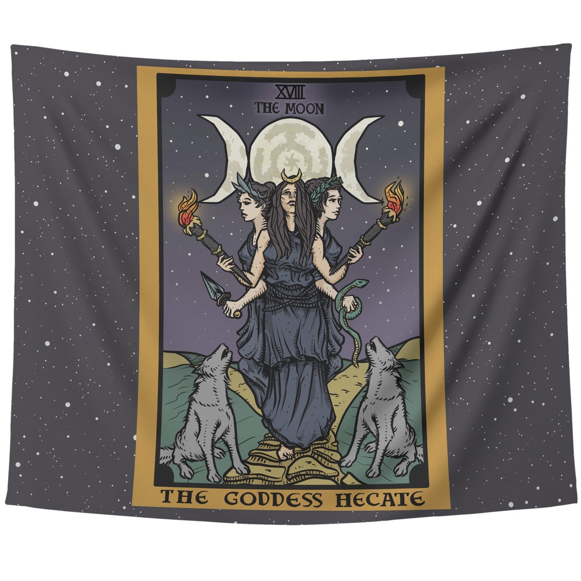 The Goddess Hecate the Moon Tarot Card Tapestry Triple Moon - Etsy