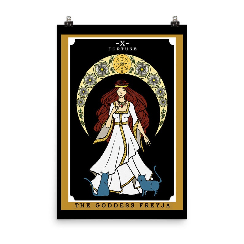 The Goddess Freyja Tarot Card Poster Freya Art Wheel of Fortune Witch ...