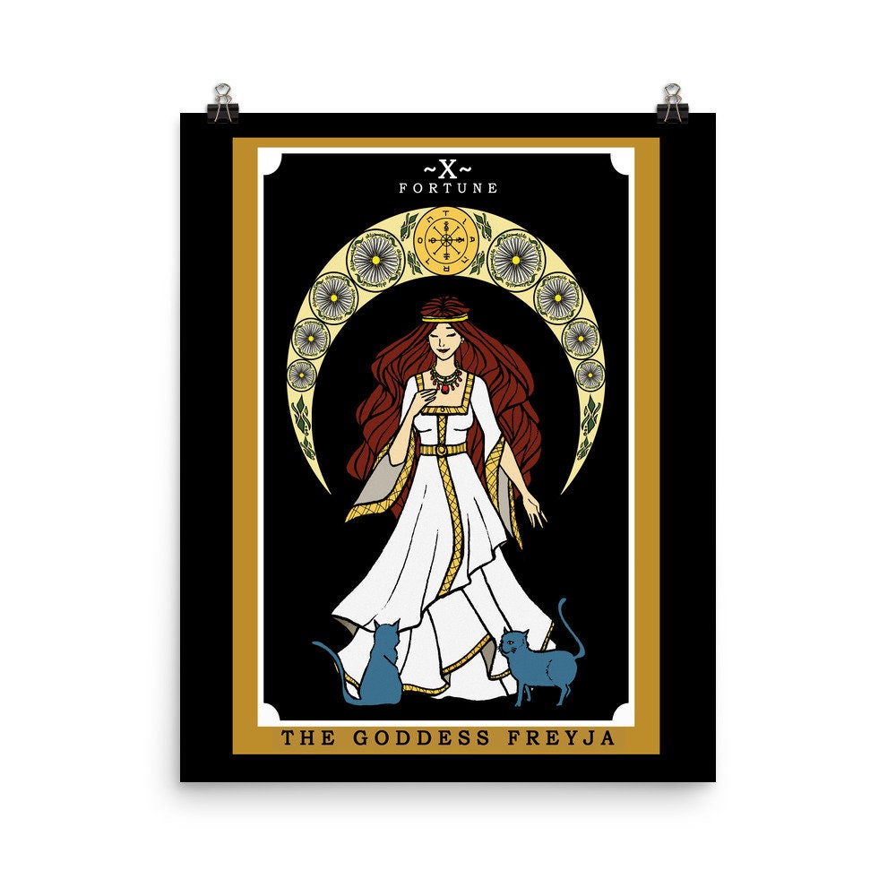 The Goddess Freyja Tarot Card Poster Freya Art Wheel of Fortune Witch ...