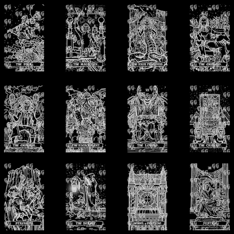 Terror Tarot Card Sticker Pack Shadow Edition 23 Halloween Stickers ...