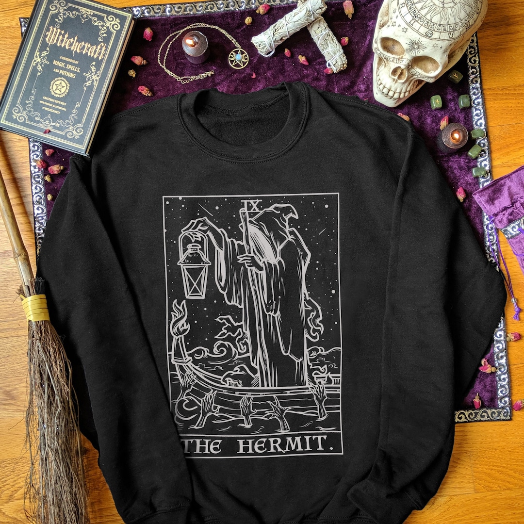 The Hermit Tarot Card Sweatshirt Black and White Grim Reaper Sweater ...