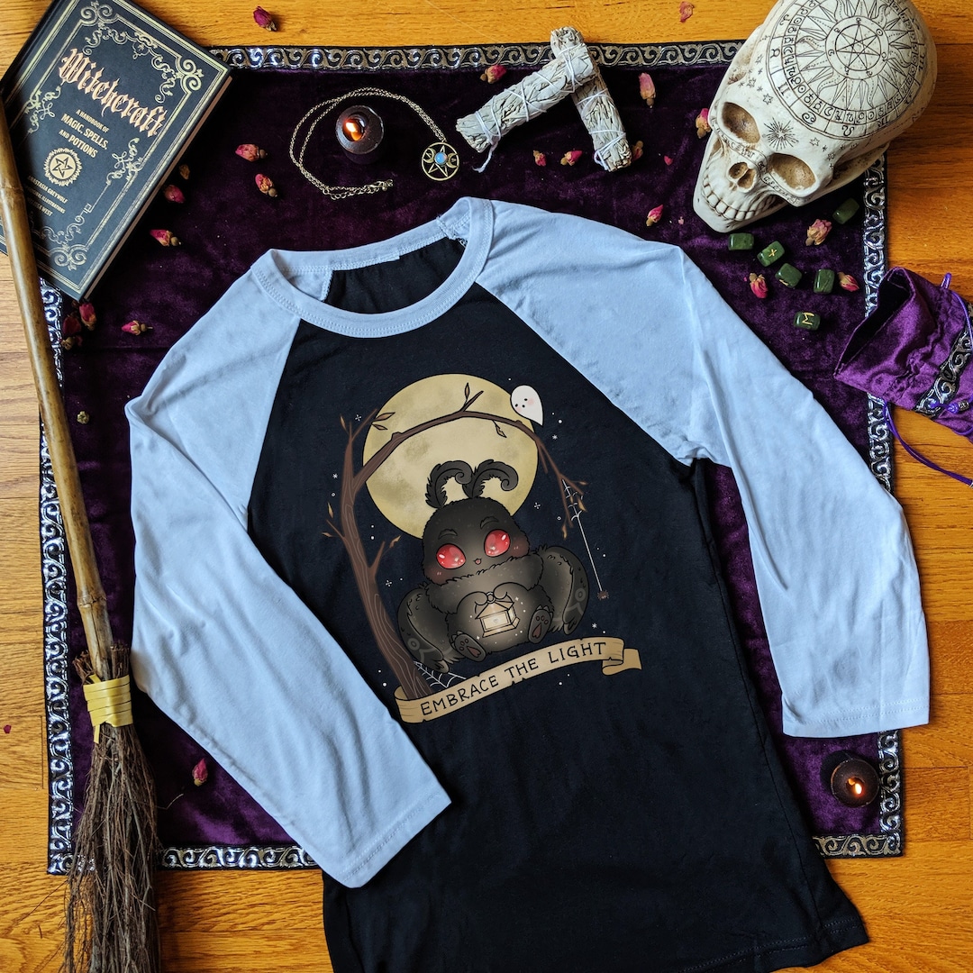Embrace the Light Baby Mothman Baseball Tee Shirt Raglan Long Sleeve ...