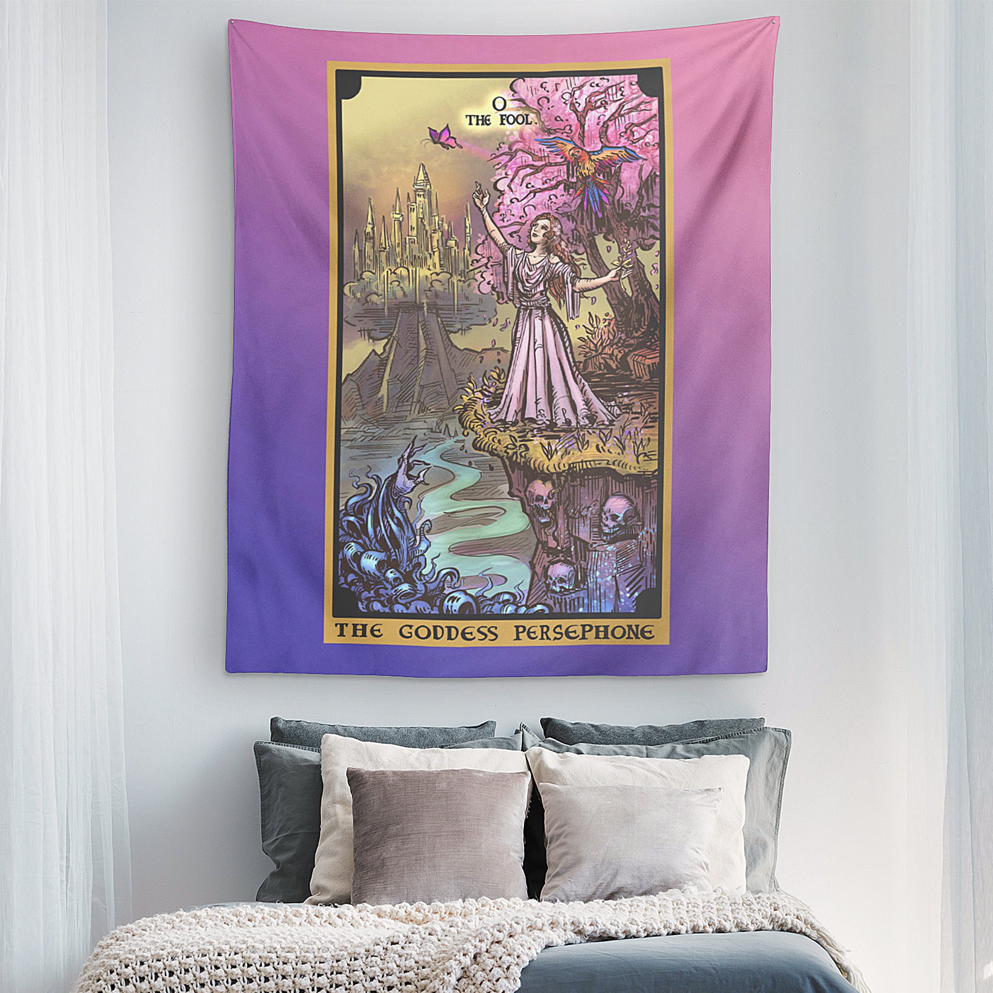 The Goddess Persephone the Fool Tarot Card Tapestry Witch Wall - Etsy