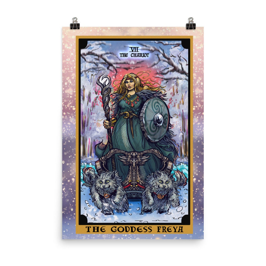 The Goddess Freya the Chariot Tarot Card Poster Pagan Home Decor Witch ...