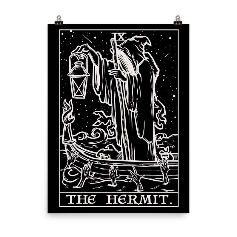 The Hermit Tarot Card Poster Grim Reaper Wall Art Gothic Home Decor ...