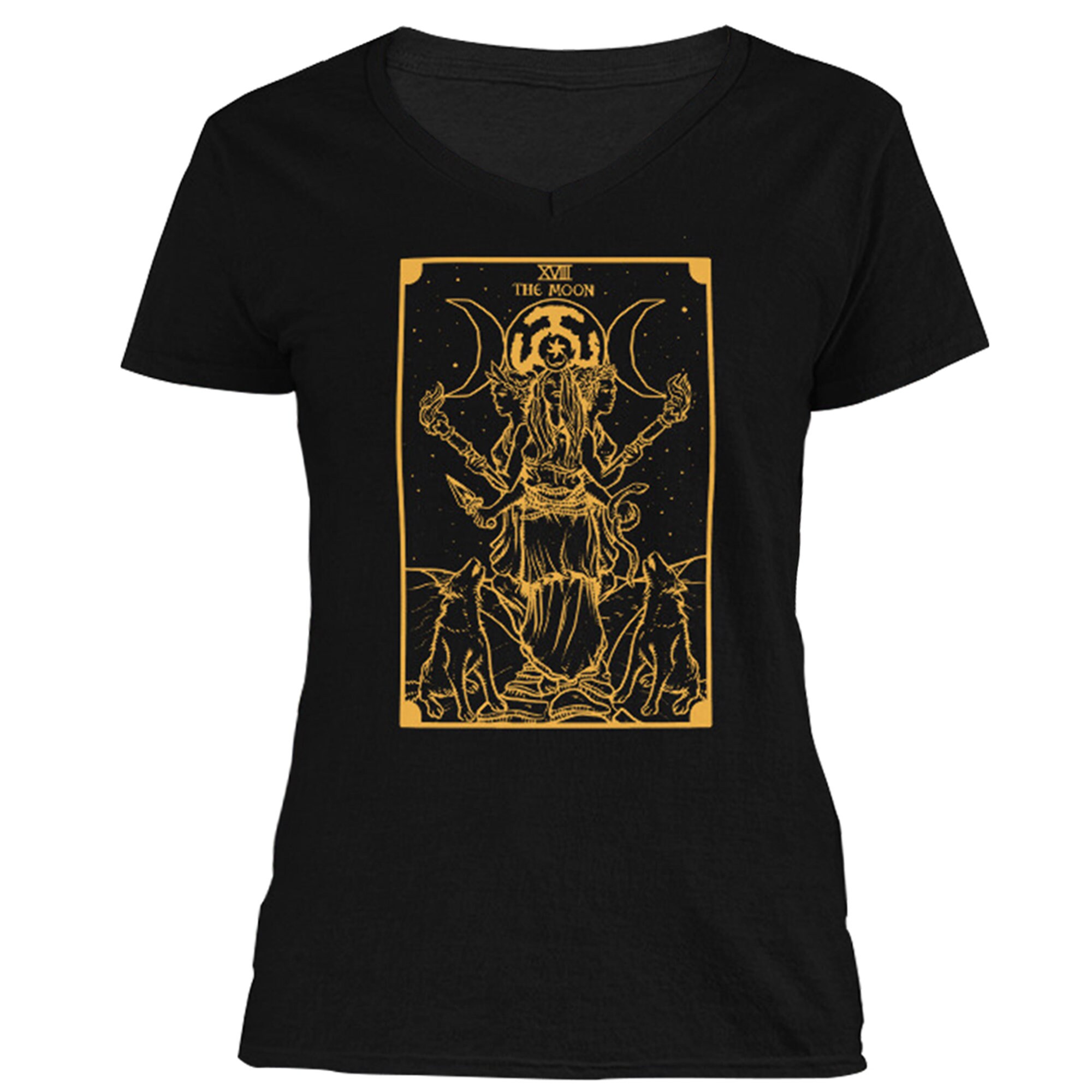 Gold Goddess Hecate Shirt V Neck Witch Shirt Women Hekate Shirt Triple ...