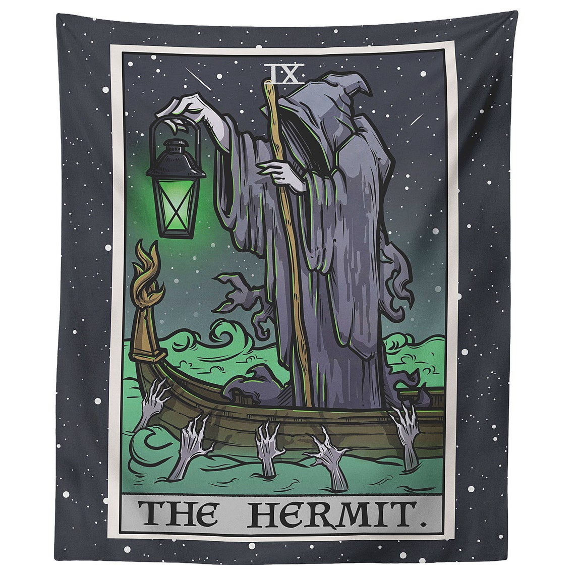 The Hermit Tarot Card Tapestry Halloween Wall Decor Grim - Etsy