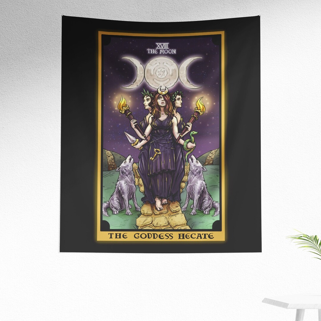 The Goddess Hecate the Moon Tarot Card Tapestry Triple Moon Goddess of ...