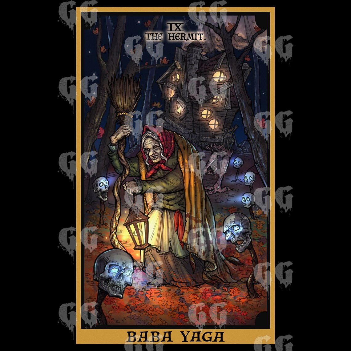 Baba Yaga the Hermit Tarot Card Tapestry Slavic Pagan Wall | Etsy
