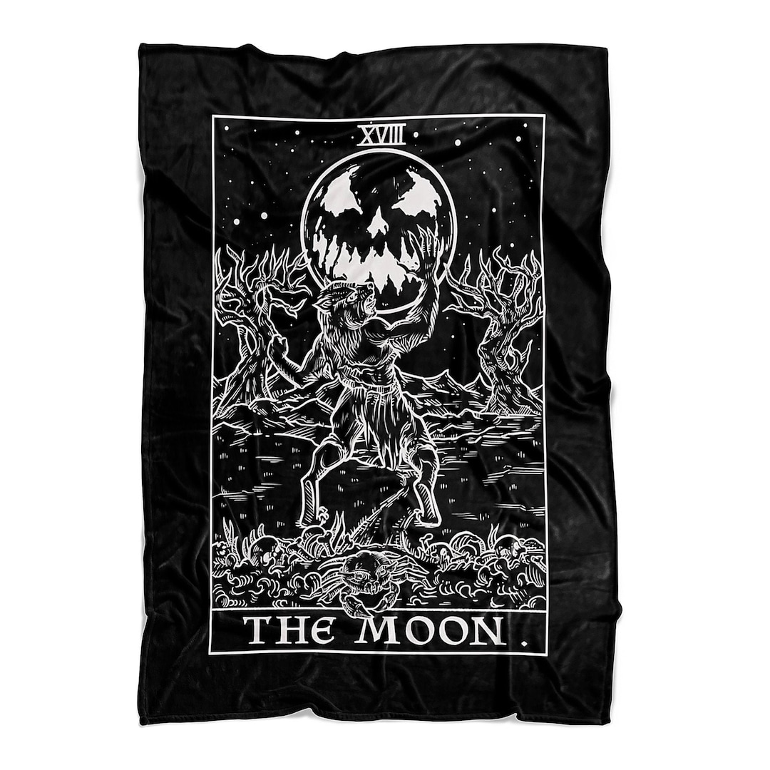 The Moon Tarot Card Blanket Werewolf Halloween Blanket Gothic Home ...