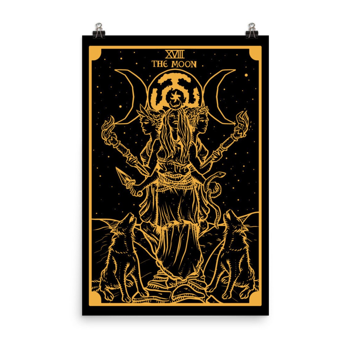 Gold Goddess Hecate Art Poster Hekate Print Triple Moon Goddess Altar ...