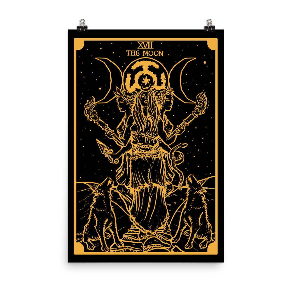Gold Goddess Hecate Art Poster Hekate Print Triple Moon Goddess Altar ...