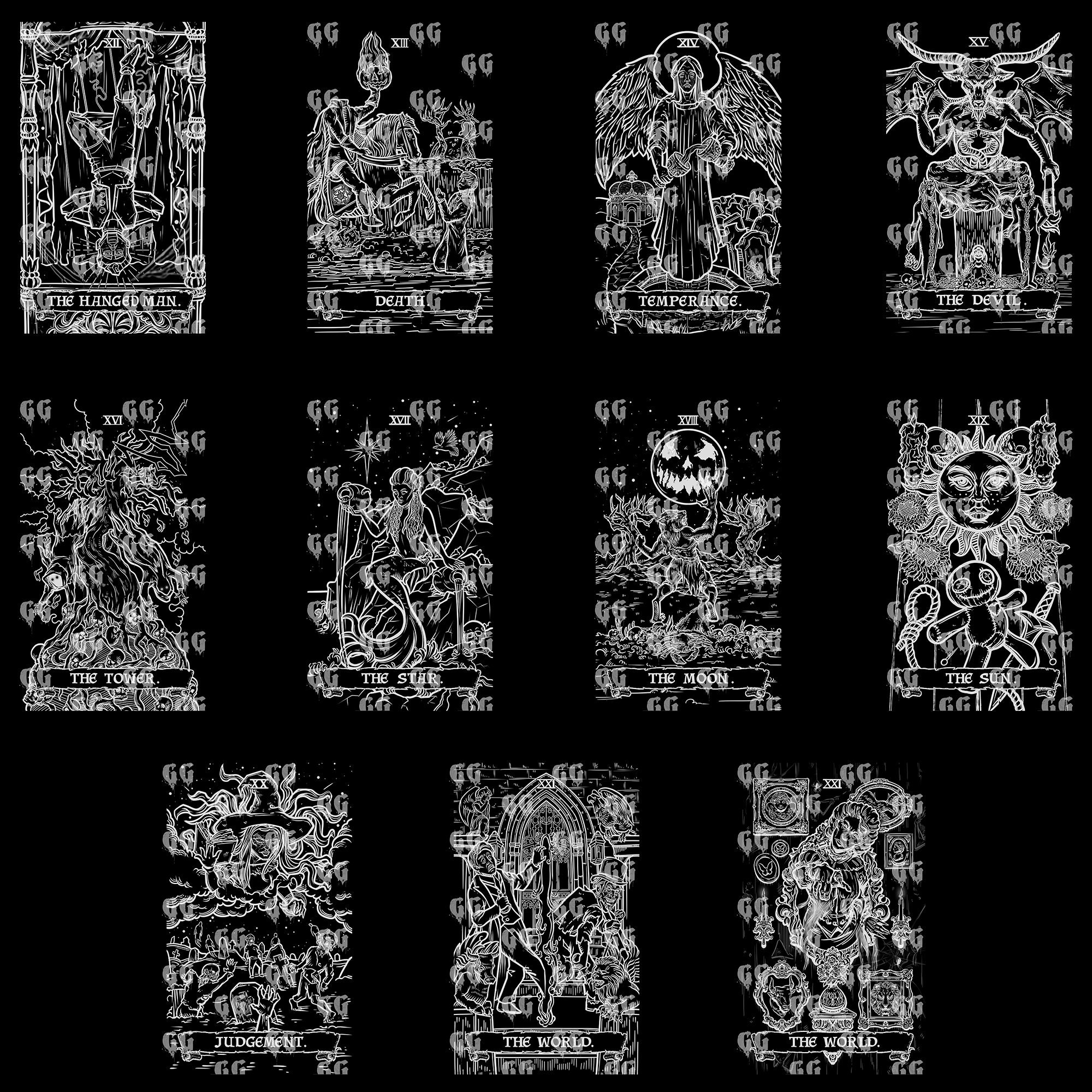 Terror Tarot Card Sticker Pack Shadow Edition 23 Halloween Stickers ...