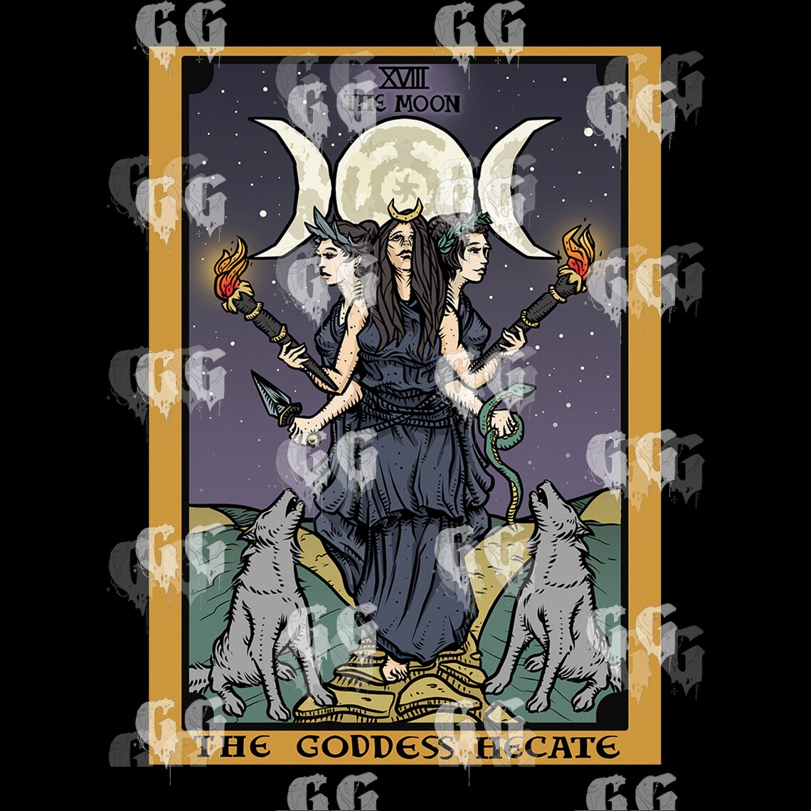 The Goddess Hecate the Moon Tarot Card Tapestry Triple Moon - Etsy