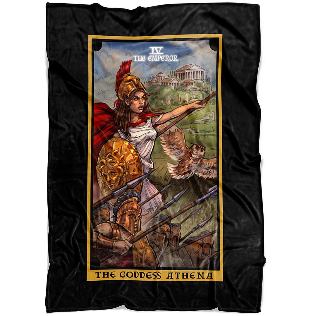 The Goddess Athena Tarot Card Throw Blanket Greek Mythology Decor Witch ...
