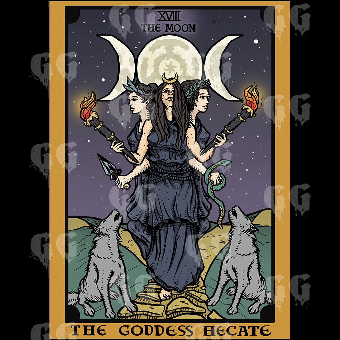Hecate Triple Moon Goddess Symbol Hekate Tarot Card the Moon - Etsy
