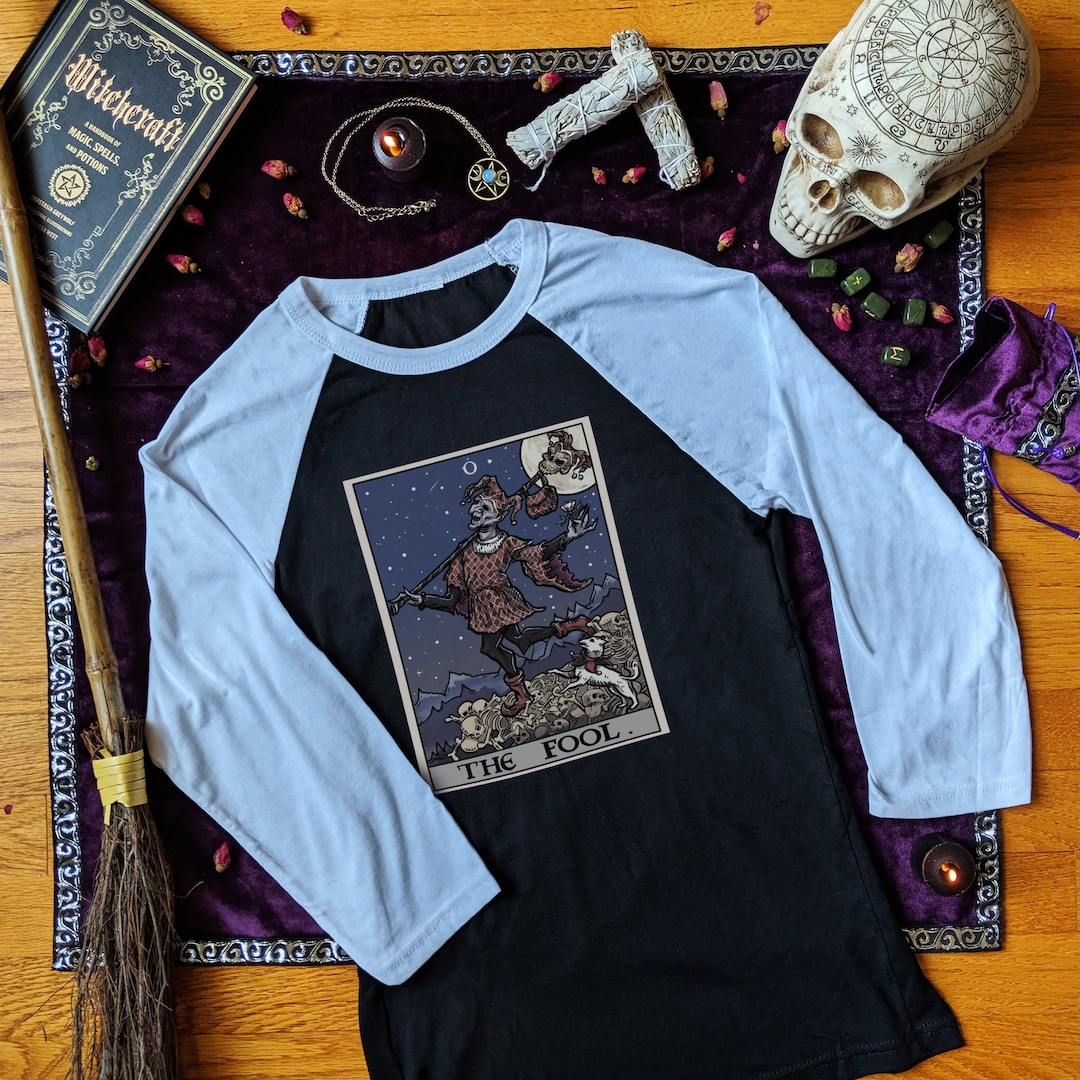 The Fool Tarot Card Shirt Halloween Raglan Shirt Goth Long Sleeve ...