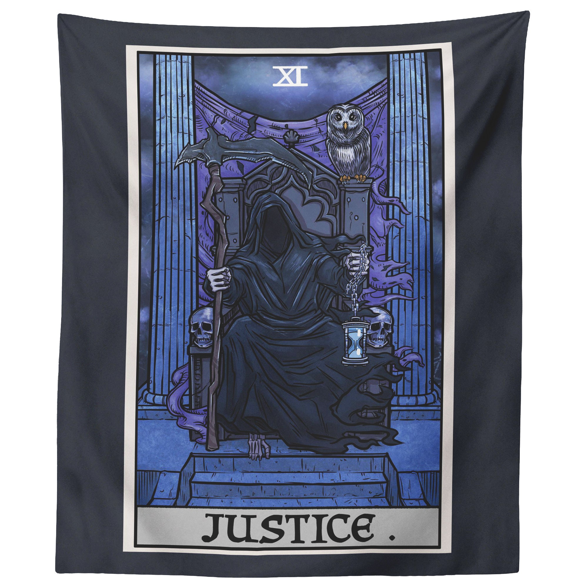 Justice Tarot Card Tapestry Grim Reaper Art Print Halloween | Etsy