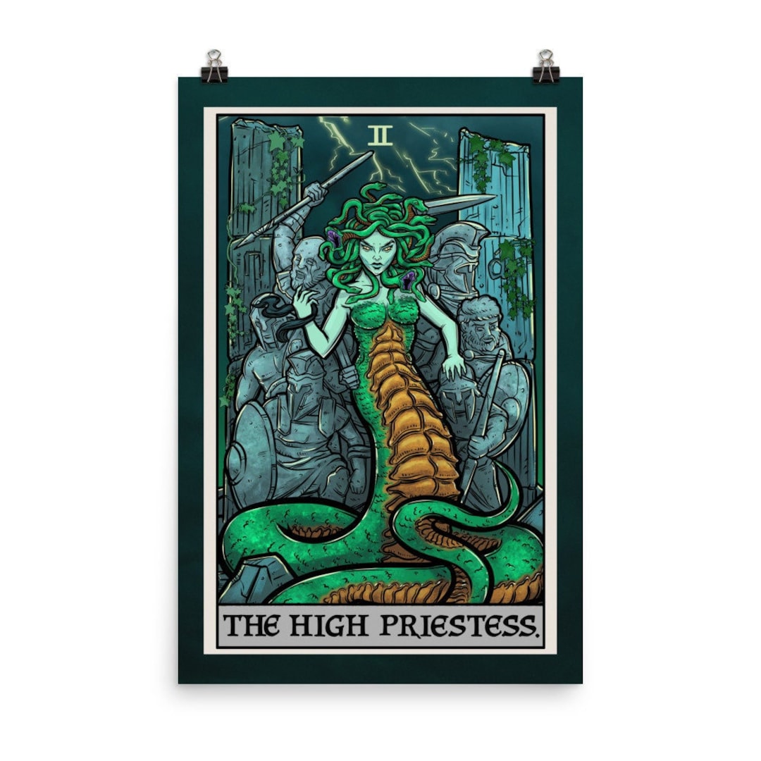 Medusa Poster the High Priestess Tarot Card Poster Halloween Wall Art ...