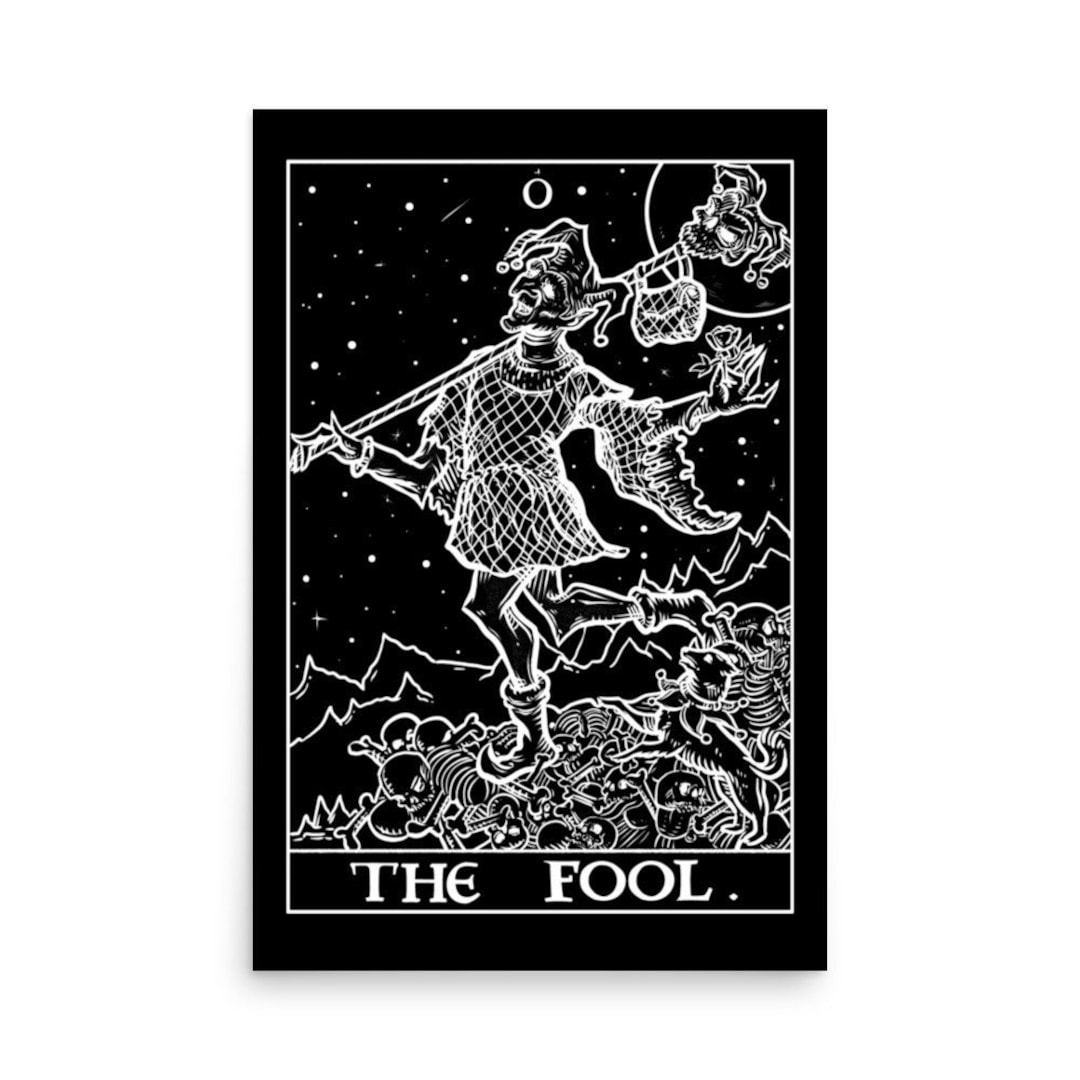 The Fool Tarot Card Poster Court Jester Gothic Art Print Halloween Home ...
