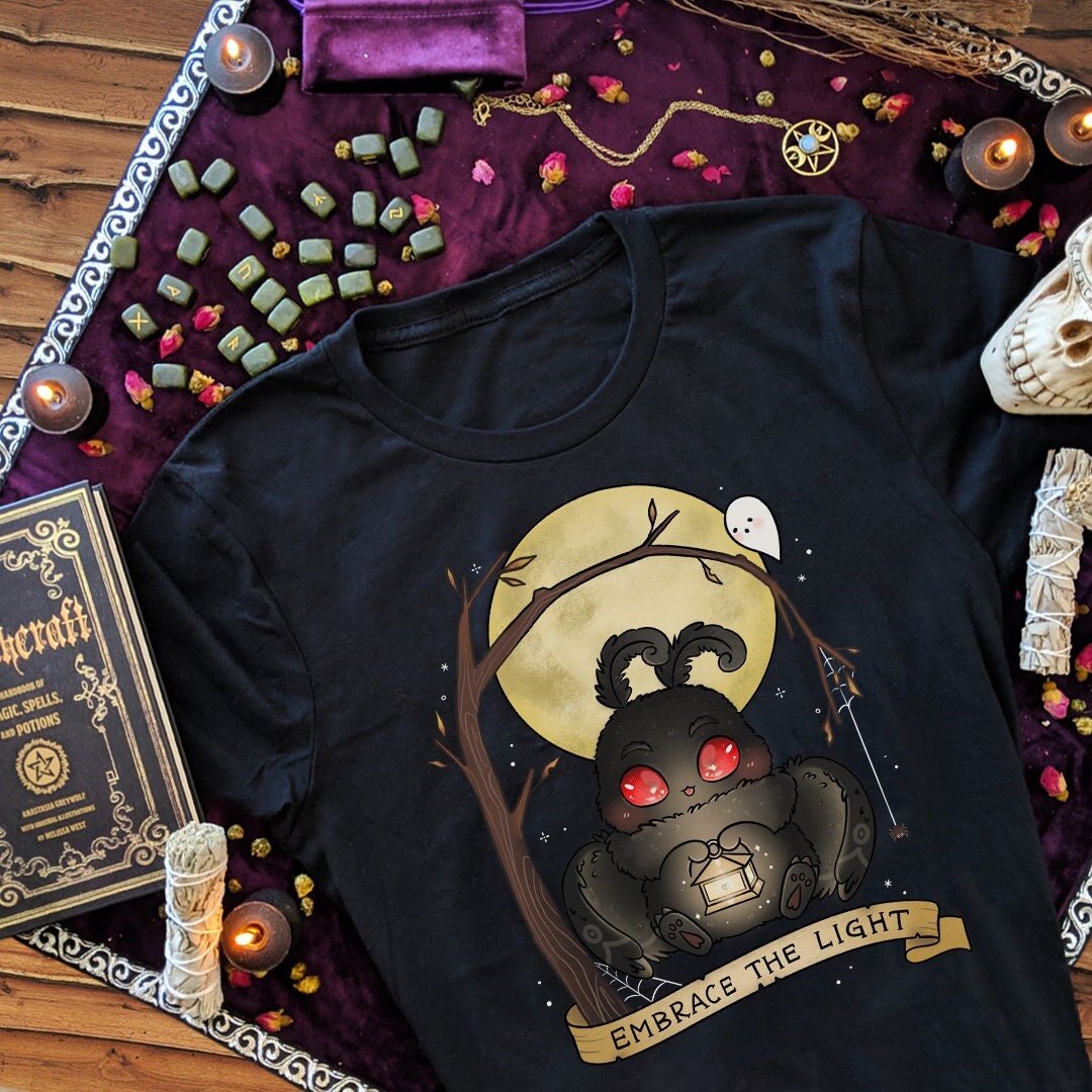 Mothman Shirt Embrace the Light Baby Cryptid Tshirt Spooky T-shirt Cute ...