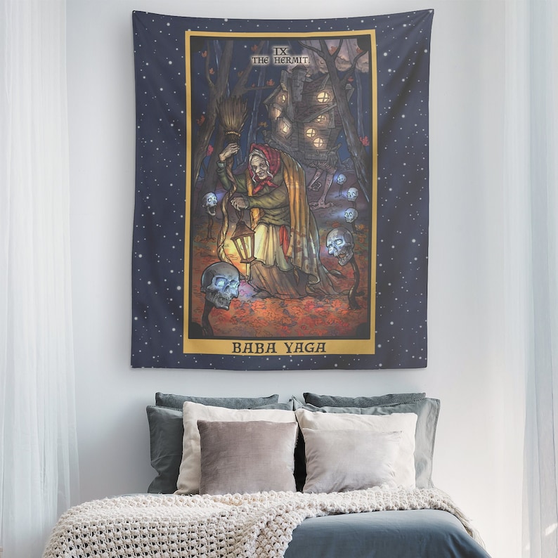 Baba Yaga the Hermit Tarot Card Tapestry Slavic Pagan Hanging Witch ...