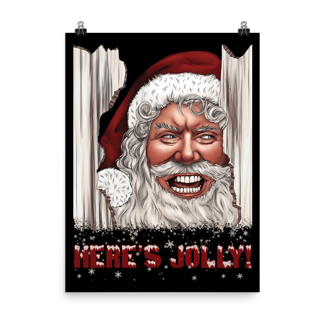 Here's Jolly Poster Funny Santa Claus Poster Funny Christmas Wall Art ...