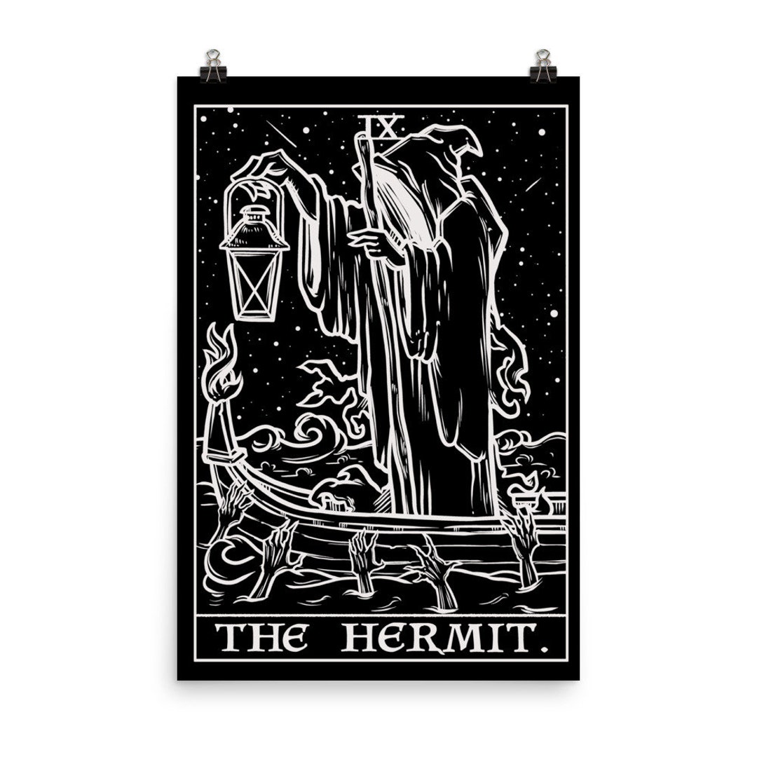 The Hermit Tarot Card Poster Grim Reaper Wall Art Gothic Home Decor ...
