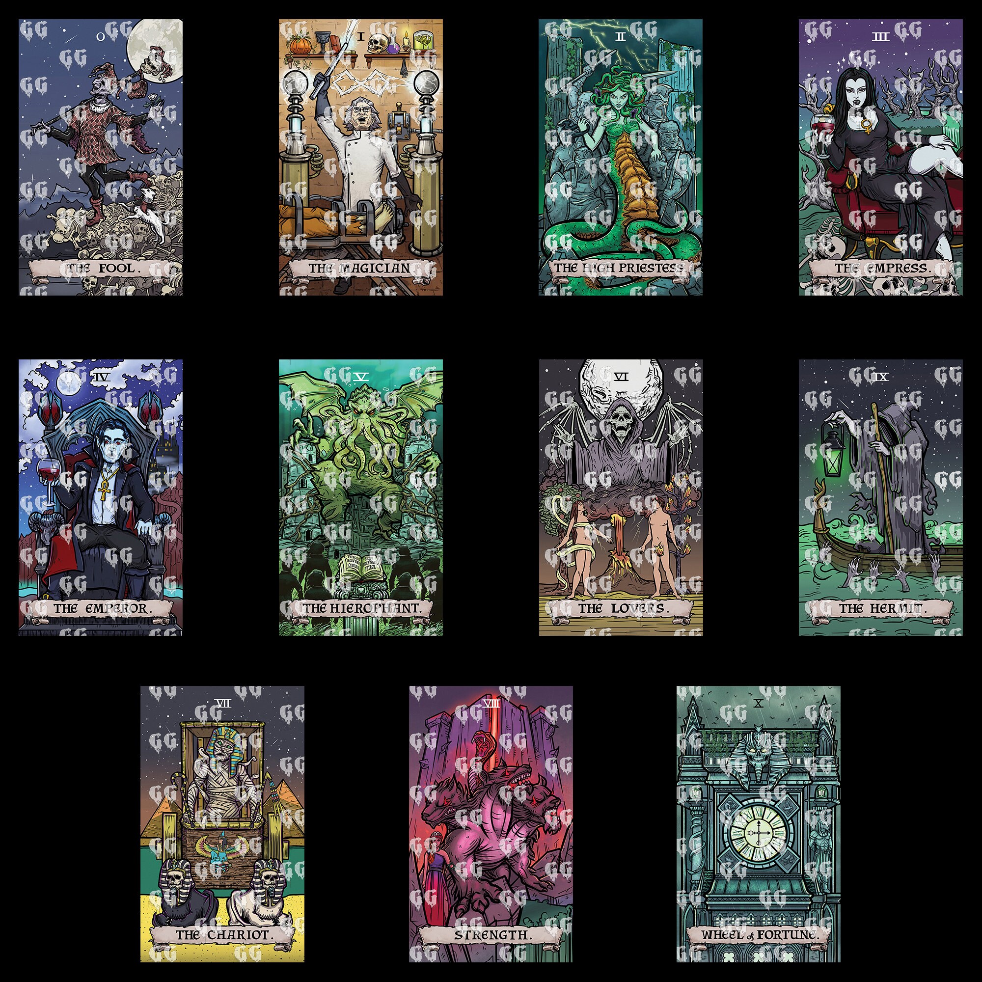 Terror Tarot Card Sticker Pack Halloween Stickers Gothic - Etsy