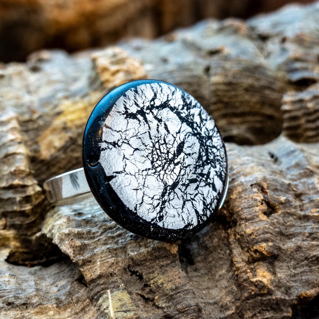 Silver Ring Murano Glass 926 Sterling Silver 17-19 Mm Adjustable ...